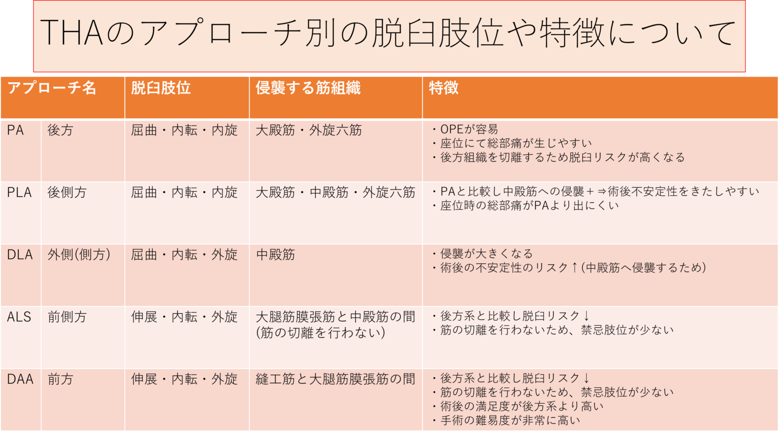 THA術後の脱臼肢位についての理解を深めよう～それぞれのアプローチ法について～ | 身体を理解しよう
